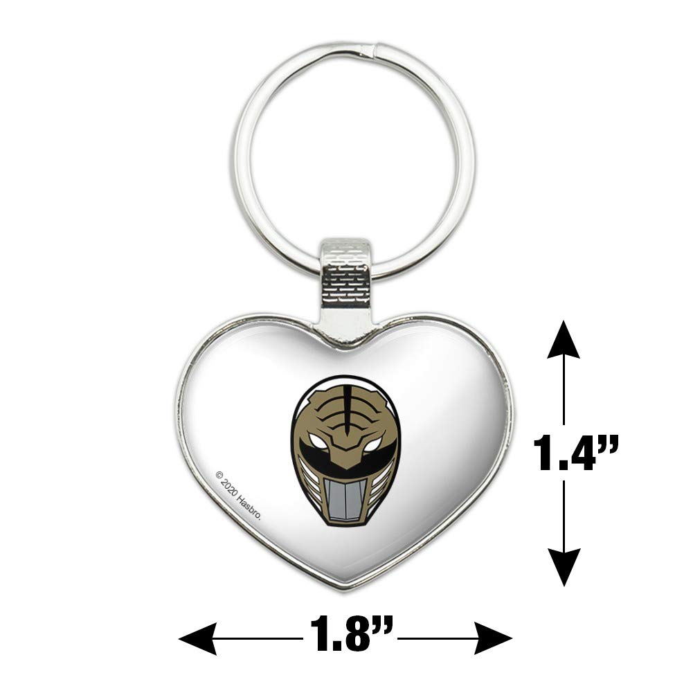 Power Rangers White Ranger Helmet Keychain Heart Love Metal Key Chain Ring