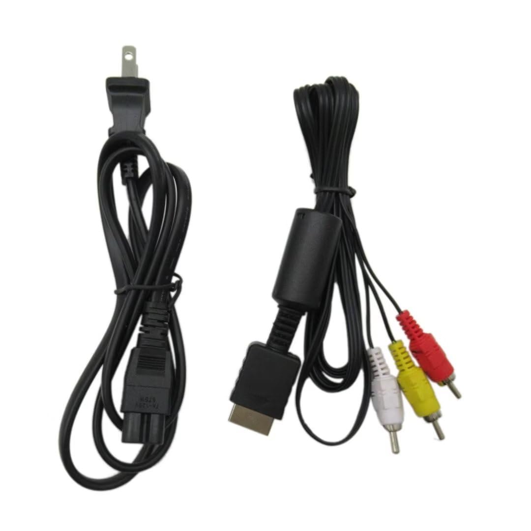 Gxcdizx AC Power Cord + AV Cable for Sony Playstation 2 PS2