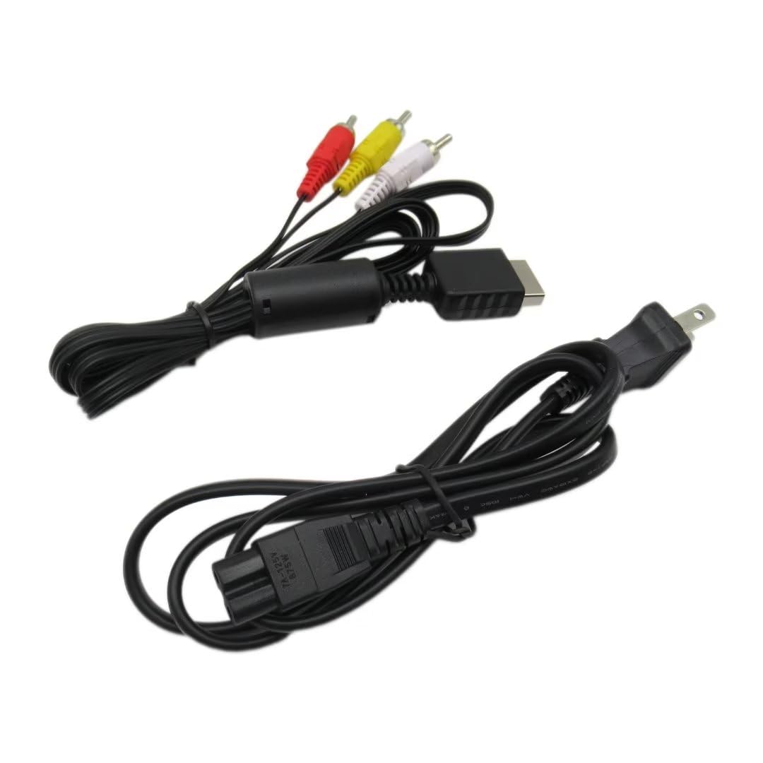 Gxcdizx AC Power Cord + AV Cable for Sony Playstation 2 PS2