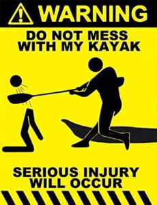 2 pcs kayak warning sticker decal, kayak decals for kayak, canoe, fishing boat, wall, car