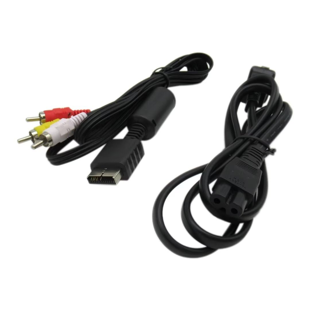 Gxcdizx AC Power Cord + AV Cable for Sony Playstation 2 PS2