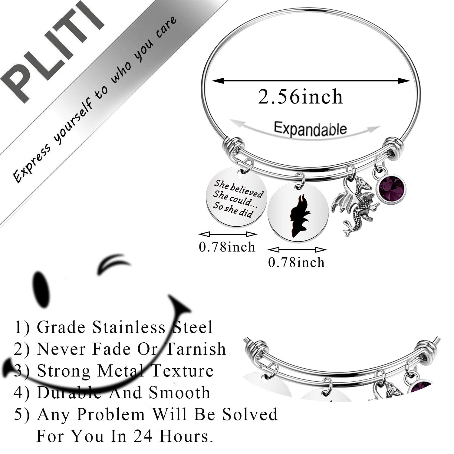 PLITI She Believed She Could So She Did Horns Silhouette Bangle for Friend Family (she believed male bg)