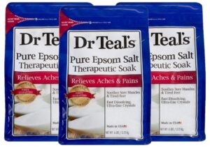 dr. teal's therapeutic soak gift set (3 pack, 6lbs ea.) - unscented soaking solution blended with pure epsom salt - ease aches & pains, speed-up recovery time - at home pain remedy