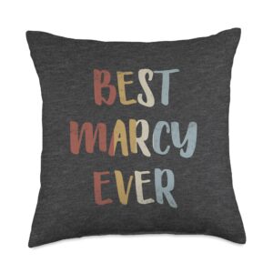 custom marcy gifts & designs for girls best marcy ever retro vintage name gift dark heather gray throw pillow, 18x18, multicolor