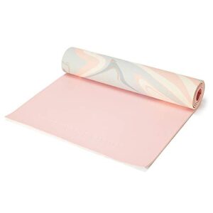 love sweat fitness premium yoga mat | 5mm pink and marble pattern reversible non-slip exercise mat for yoga and floor workouts