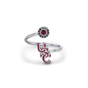 stone armory university of south carolina gamecocks jewelry - usc gamecock ring with crystals - hypoallergenic and adjustable sizes 5-12 - usc gamecocks gifts for women