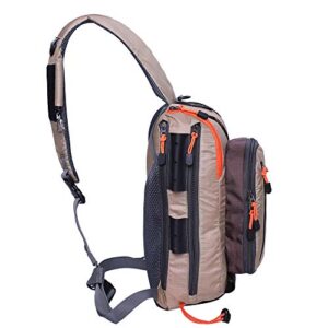 Kylebooker Fly Fishing Sling Packs Fishing Tackle Storage Shoulder Bag (Khaki)