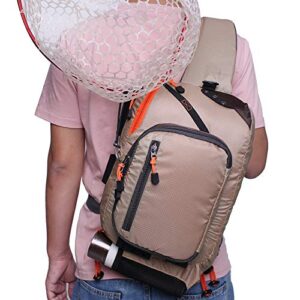 Kylebooker Fly Fishing Sling Packs Fishing Tackle Storage Shoulder Bag (Khaki)