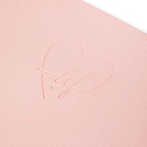 Love Sweat Fitness Premium Yoga Mat | 5mm Pink and Marble Pattern Reversible Non-Slip Exercise Mat for Yoga and Floor Workouts