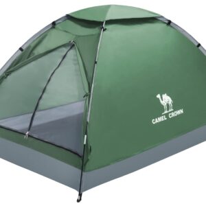 CAMEL CROWN 2 Person Camping Tent with Removable Rain fly, Easy Setup Outdoor Tents Water Resistant Lightweight Portable for Family Backpacking Camping Hiking Traveling (Army green-2person)