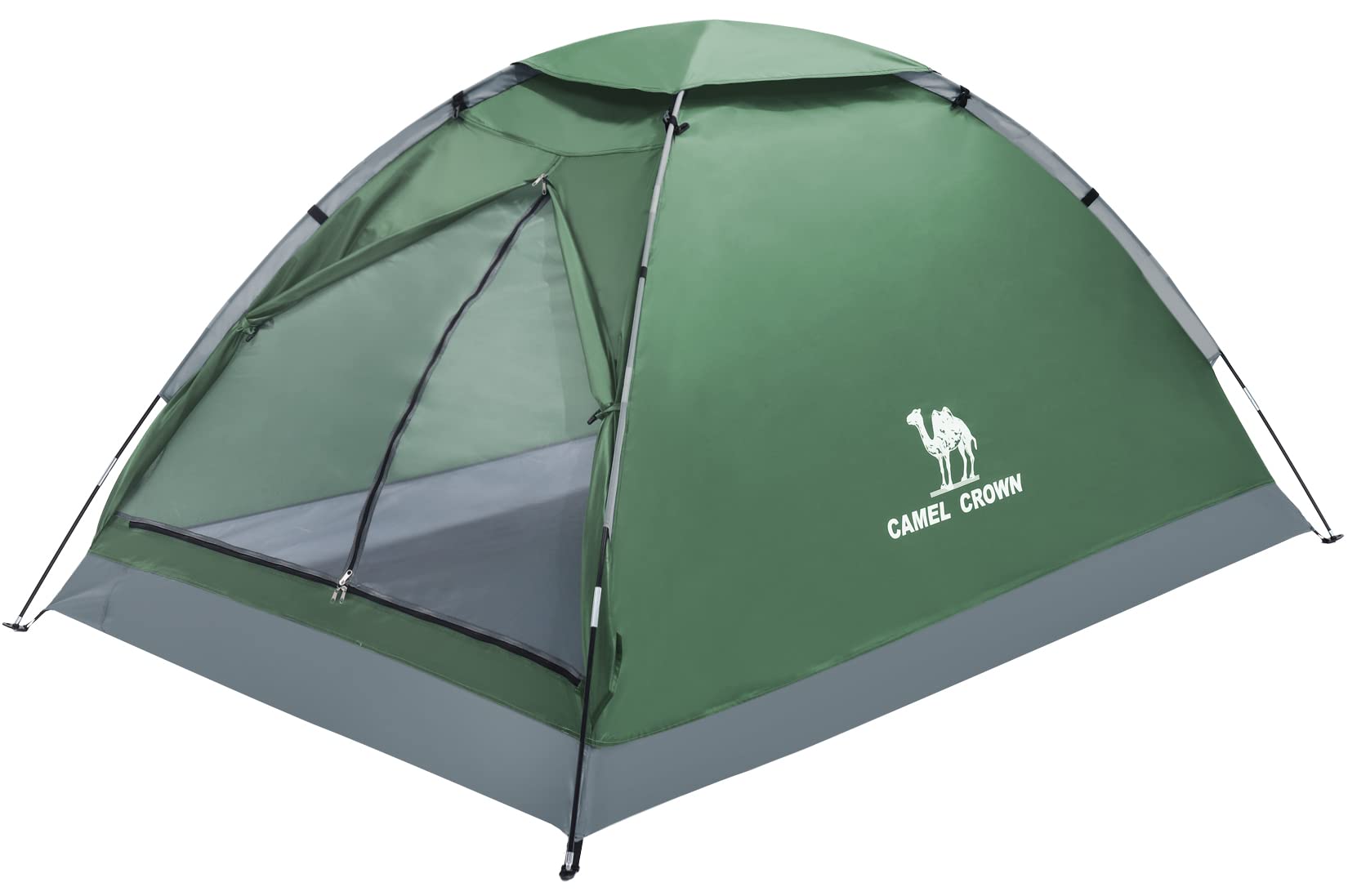 CAMEL CROWN 2 Person Camping Tent with Removable Rain fly, Easy Setup Outdoor Tents Water Resistant Lightweight Portable for Family Backpacking Camping Hiking Traveling (Army green-2person)