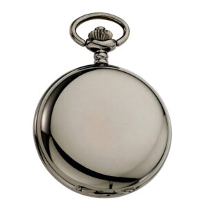 Gotham Men's Gunmetal Railroad Polished Finish Covered Quartz Pocket Watch # GWC15044BR