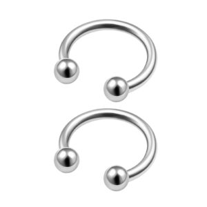 2pcs surgical steel 16 gauge 23/64" 9mm cartilage horseshoe earring piercing jewelry daith helix rook septum 3mm ball m10937