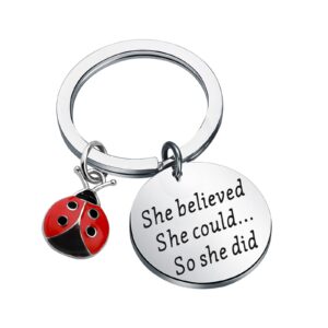 aktap lucky ladybug charm red ladybird keychain she believed she could so she did motivation gift for her