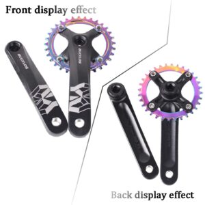 BUCKLOS MTB Mountain Bike Single Speed Square Taper Crankset -170mm Cranksets Bicycle Crank Set with 104BCD 32/34/36/38/40/42T Round/Oval Chainring Fit for Ebike/Commuter Bike