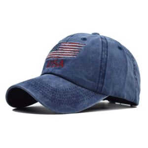 washed american flag baseball cap - retro adjustable sun dad gift hats for men/women fashion trucker cap navy