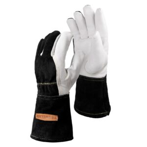 yeswelder premium goatskin tig welding gloves | top grain leather | high dexterity |true - fit-m