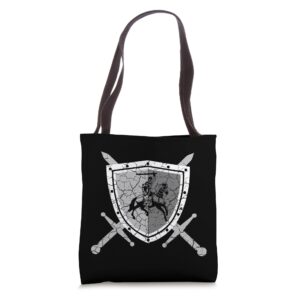 knight armor with lions on the breastplate medieval knight tote bag