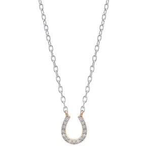 dazzlingrock collection 0.12 carat round white diamond horseshoe women pendant with 18 inch silver chainin in 14k rose gold