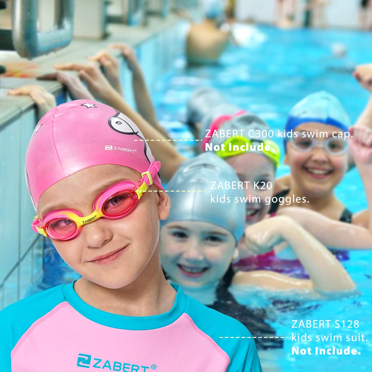 ZABERT K20 Swimming Goggles for Kids Toddler Youth Girls Boys Junior Jr Childrens Child Little Age 3 4 5 6 7 8 9 10 11 12 13 14 Years Anti Fog Blue Yellow Green Pink Clear, 3 Pack