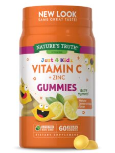 vitamin c gummies for kids | with zinc | 60 count | vegetarian, non-gmo & gluten free | by natures truth