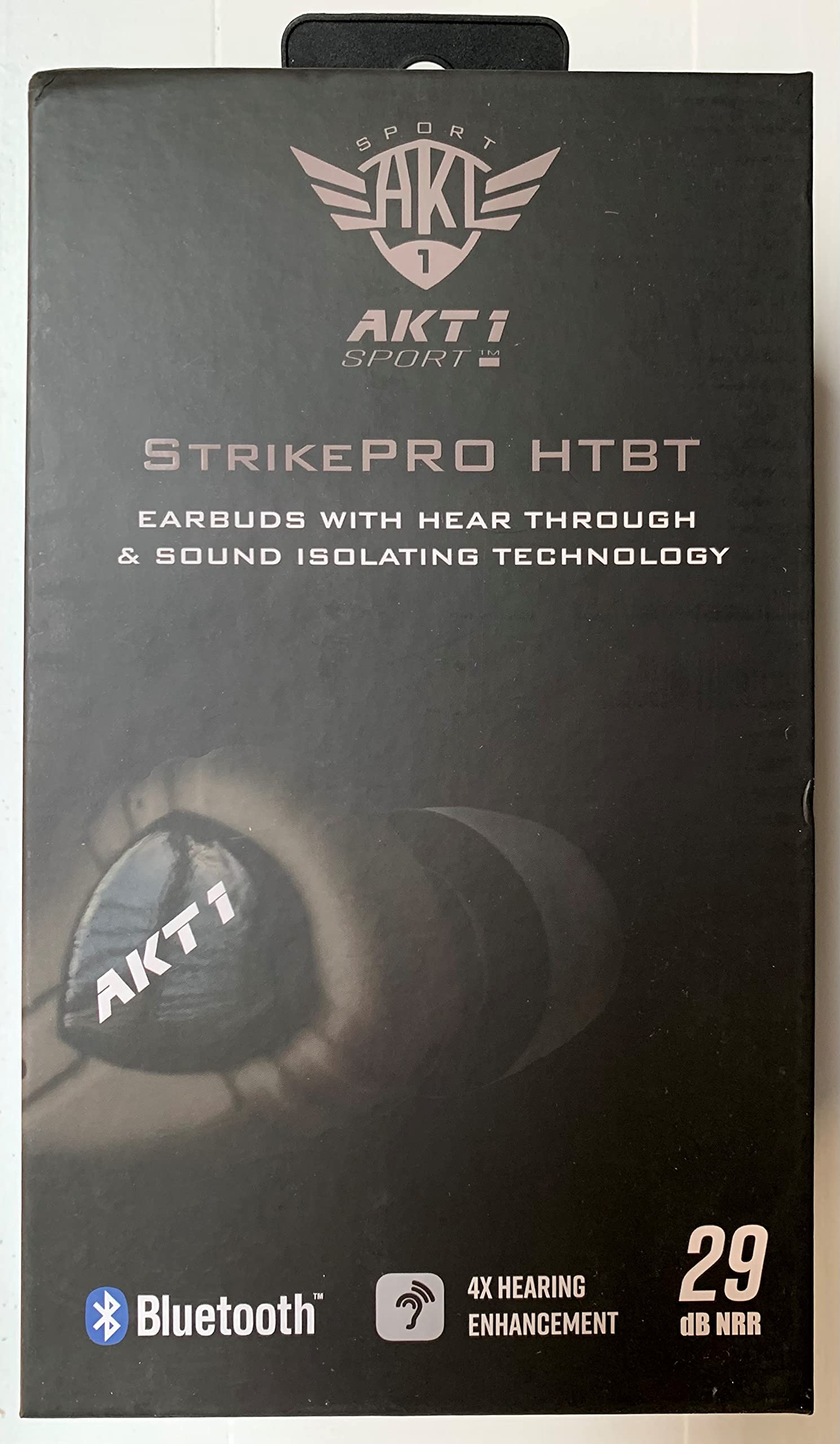 AKT1 Sport StrikePRO HTBT,Bluetooth Headphones with Hear Through and Sound Isolating Technology,4X Sound Amplification Hearing Protection for Shooting,Hunting and DIY Projects,NRR 29,10+ Hour Battery