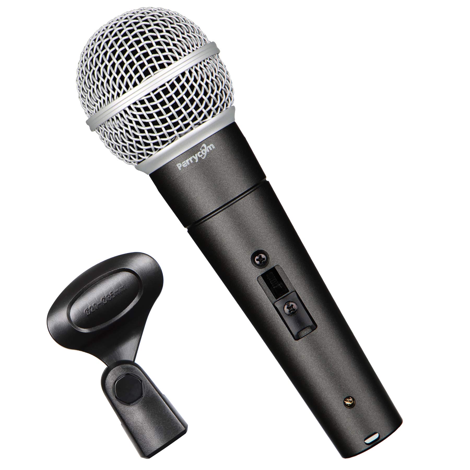 Perrycom Professional Dynamic Vocal Microphone with On and Off Switch, Cardioid Handheld Metal Mic for Singing, Compatible with AMP/Speaker/Mixer,Black Clip,XLR Gold-Plating Conn(TM58S)