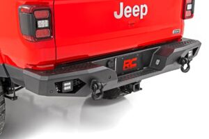 rough country heavy duty rear bumper w/leds for 2020-2024 gladiator - 10646