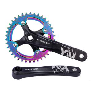 bucklos mtb mountain bike single speed square taper crankset -170mm cranksets bicycle crank set with 104bcd 32/34/36/38/40/42t round/oval chainring fit for ebike/commuter bike