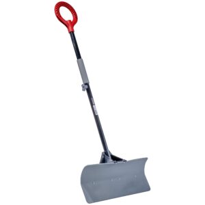 radius garden 90311 24" heavy duty manual snow push plow shovel, solid, smoked grey