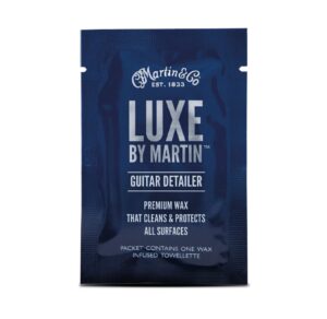 martin guitar luxe by martin guitar detailer, single-use cleaning and detailing cloth for guitars, (18a0111)