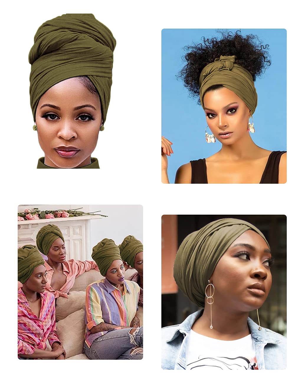 Harewom 3PCS Head Wraps for Black Women Turban Headwraps Stretchy African Hair Wraps Soft Jersey Head Scarf Tie Headbands Pack