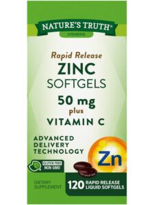 nature's truth zinc with vitamin c | 50mg | 120 softgels | non-gmo & gluten free supplement