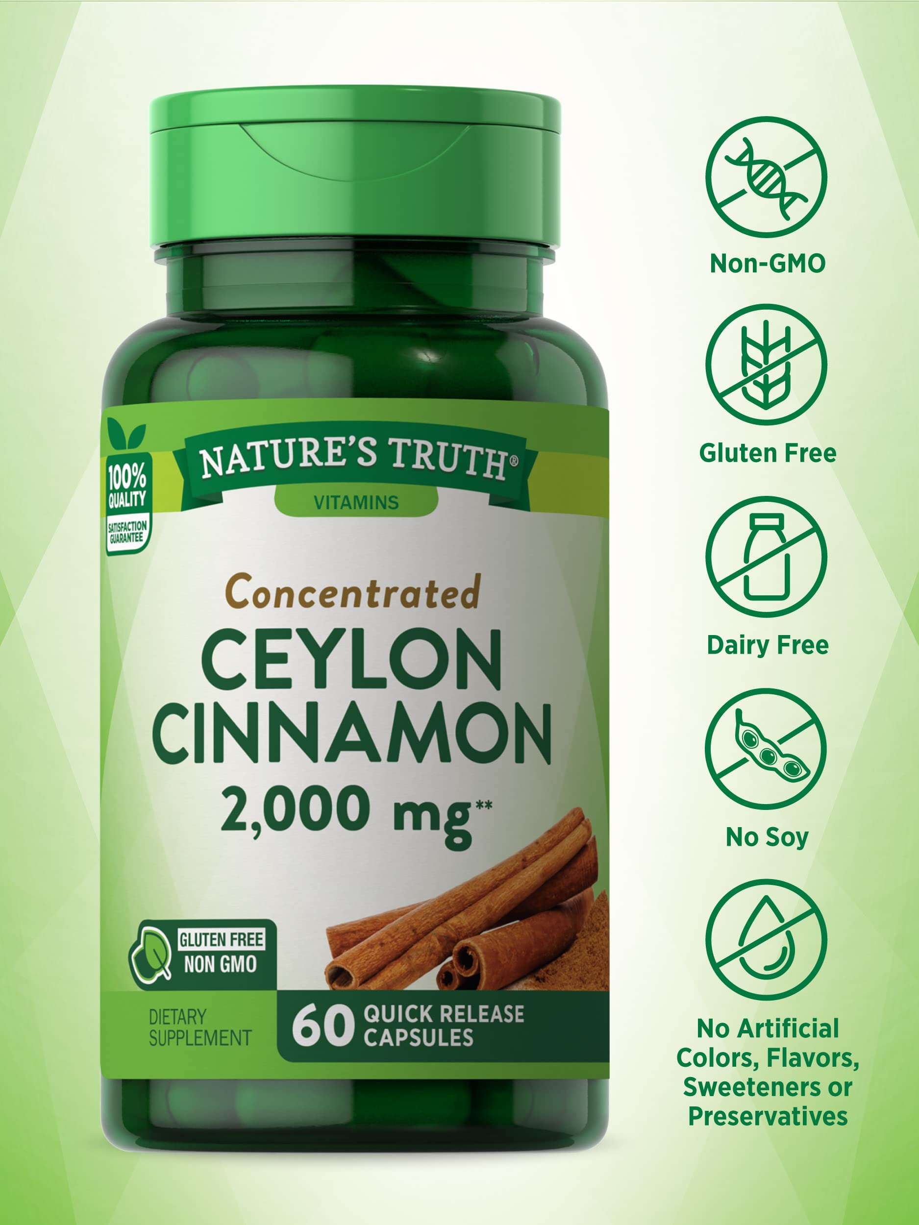 Nature's Truth Ceylon Cinnamon Pill Capsules | 2000mg | Non-GMO & Gluten Free Supplement