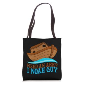 need an ark i noah guy gift for a religious pun fan tote bag