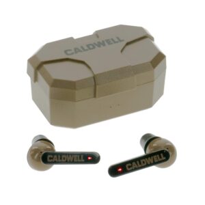 caldwell e-max shadows fde 23 decibels nrr - electronic hearing protection with bluetooth connectivity for shooting, hunting, and range, brown