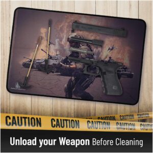 Gun Cleaning Mat for All Guns by PH - Gun Mat Measures 11"x17"x 0.3 mm - Oil and Solvent Resistant Padded Non-Slip - Compatible with Small to Large Pistols - Workbench Mat for Firearm - Stitched