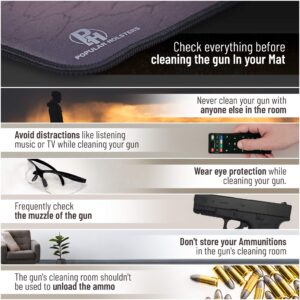 Gun Cleaning Mat for All Guns by PH - Gun Mat Measures 11"x17"x 0.3 mm - Oil and Solvent Resistant Padded Non-Slip - Compatible with Small to Large Pistols - Workbench Mat for Firearm - Stitched