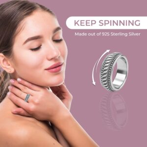 Shop LC Spinner Anxiety Rings for Men Women 925 Sterling Silver Swirl Statement Jewelry Wedding Band Stress Relief Gifts for Women Size 10 Birthday Gifts