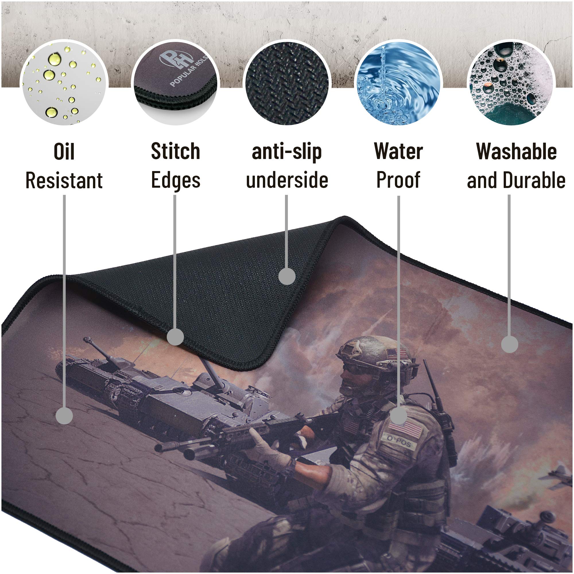 Gun Cleaning Mat for All Guns by PH - Gun Mat Measures 11"x17"x 0.3 mm - Oil and Solvent Resistant Padded Non-Slip - Compatible with Small to Large Pistols - Workbench Mat for Firearm - Stitched