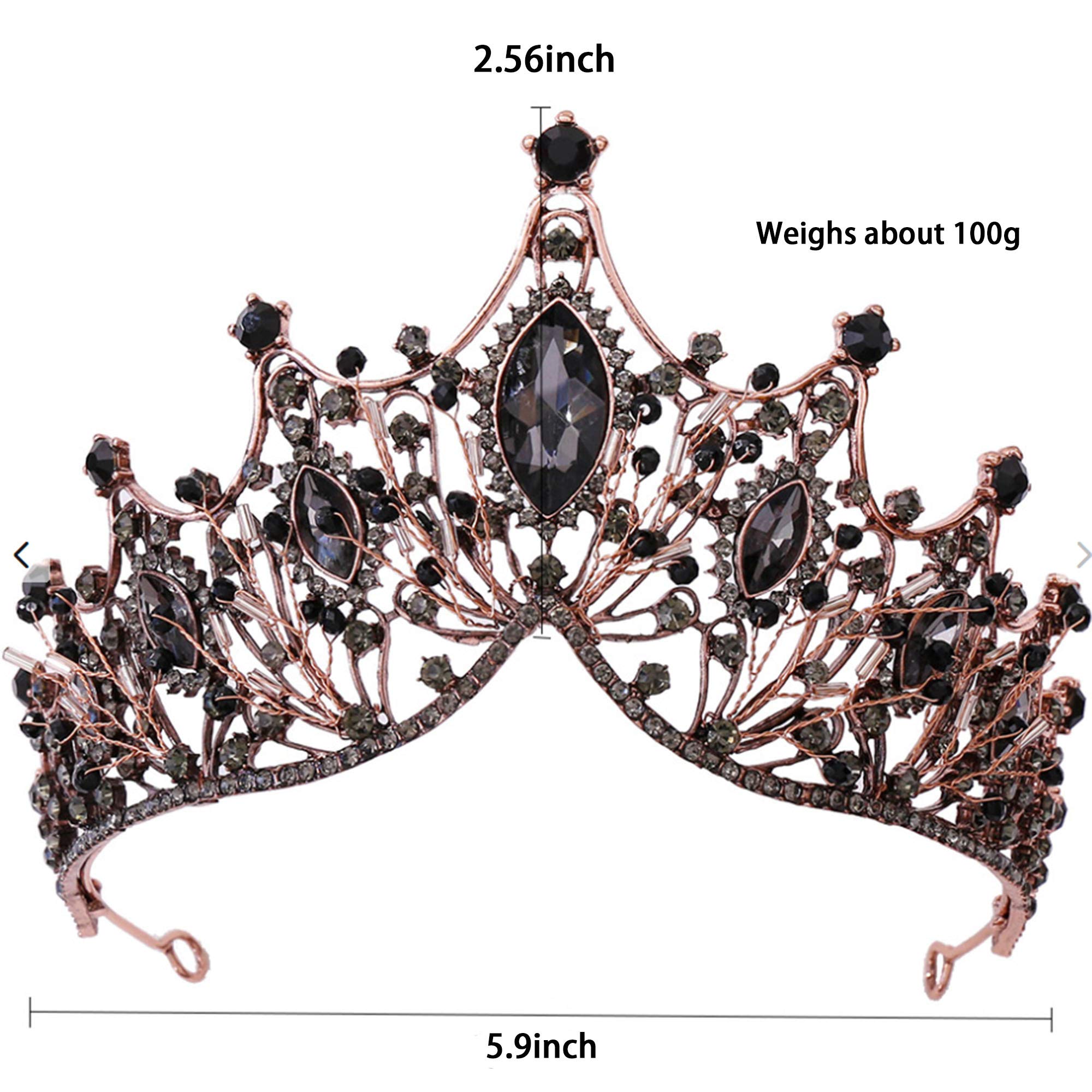 Crystal Wedding Crowns, Baroque Queen Crowns, Costume Party Hair Accessories, for Women and Girls(Black Crown)