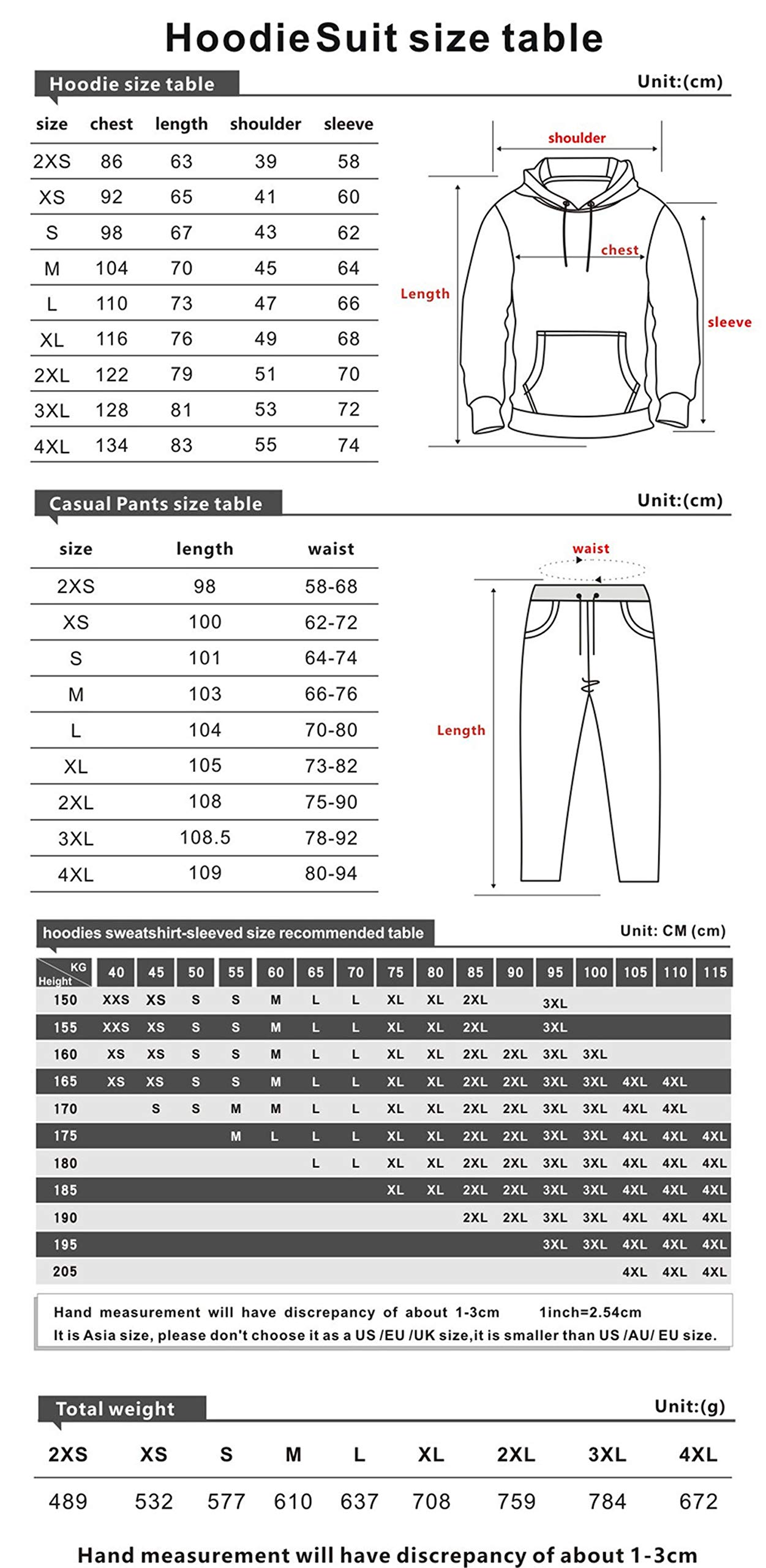 JMSUN Uniform Two-Piece Hoodies Pants Fashionable Pullover Sweatshirt for Men/Women Tracksuit