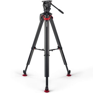 sachtler aktiv6 sideload fluid head system with flowtech75 tripod & mid-level spreader