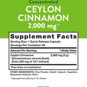 Nature's Truth Ceylon Cinnamon Pill Capsules | 2000mg | Non-GMO & Gluten Free Supplement