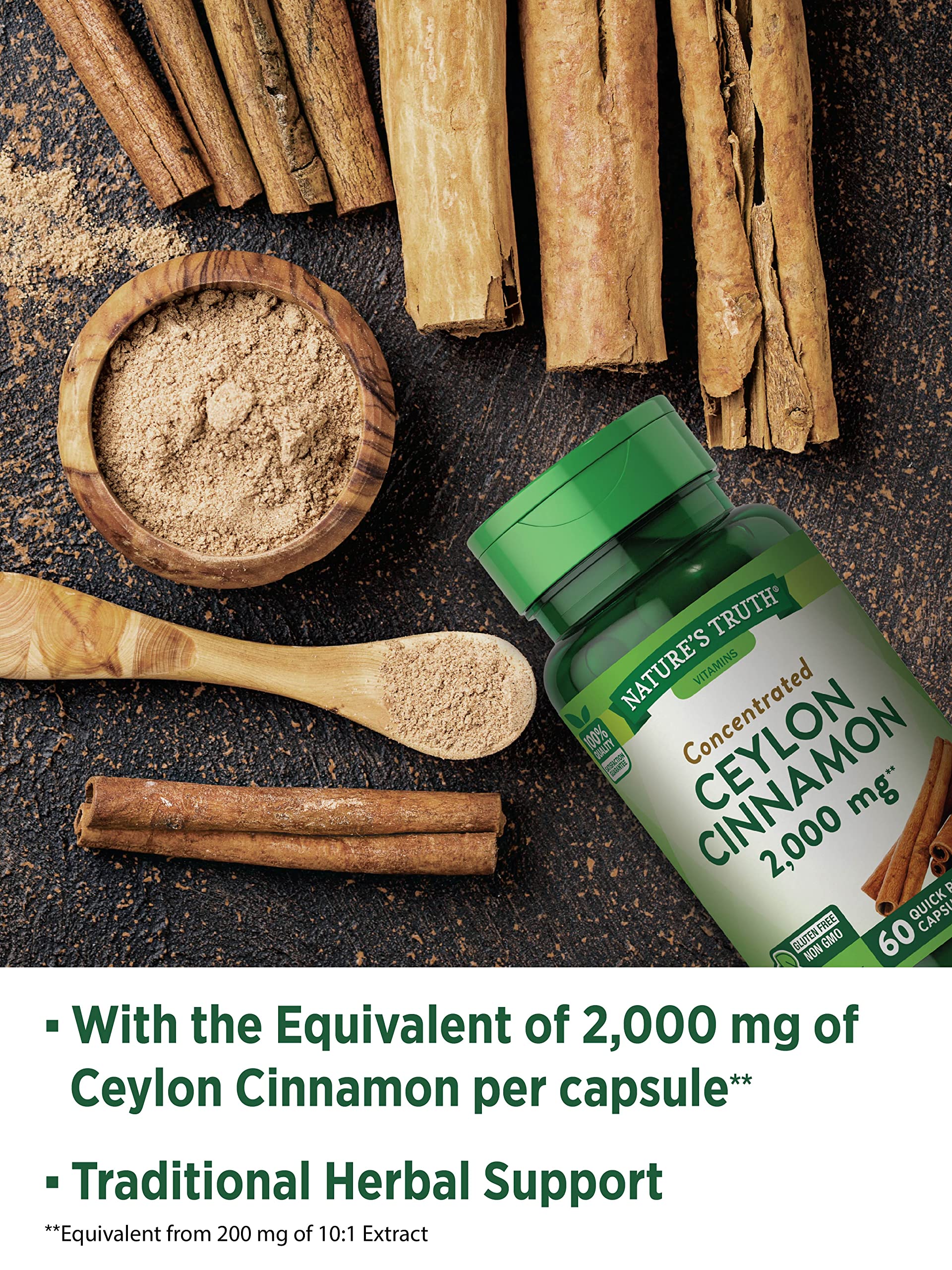 Nature's Truth Ceylon Cinnamon Pill Capsules | 2000mg | Non-GMO & Gluten Free Supplement