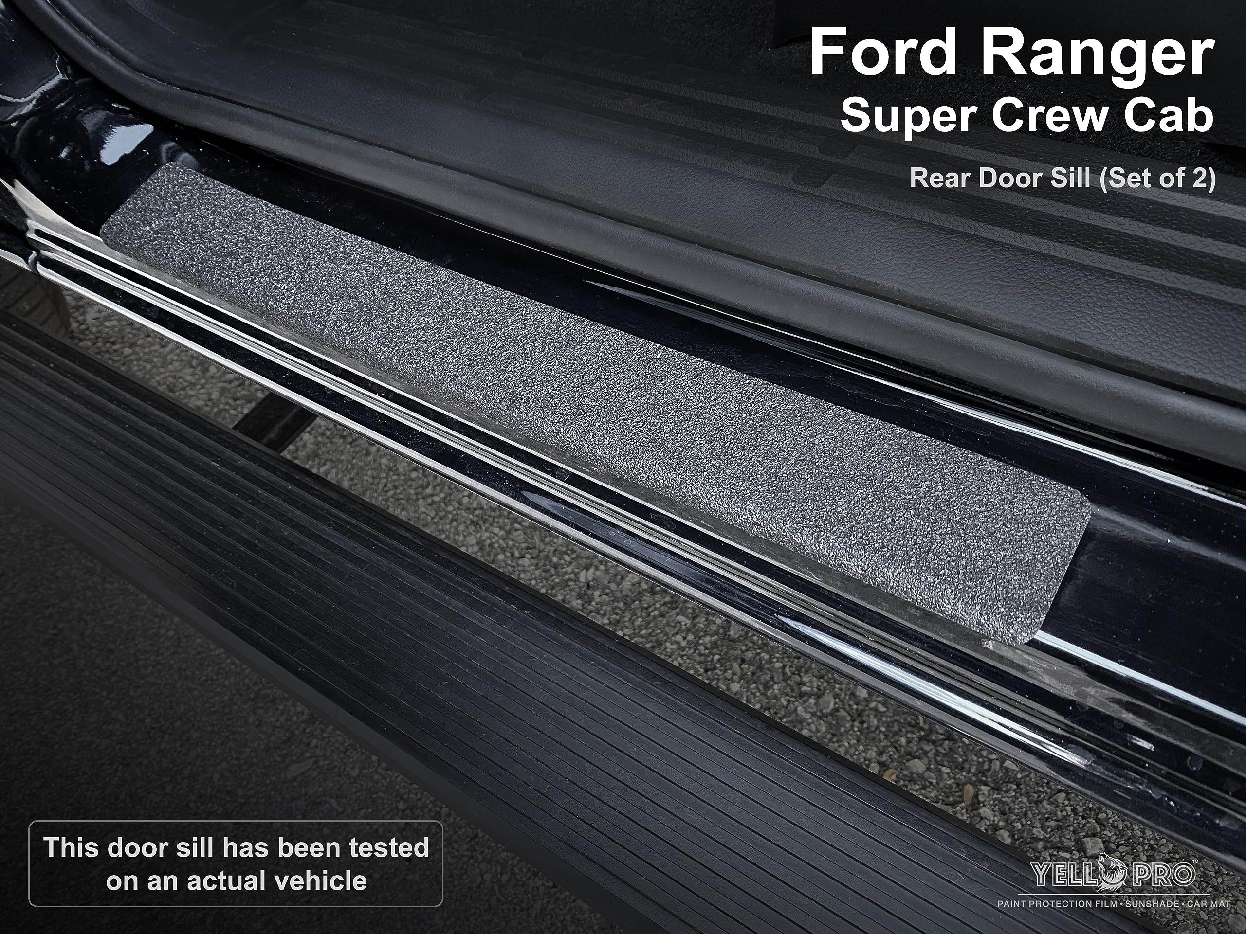 Custom Fit Door Sill Entry Protector Kit for Ford Ranger Super CrewCab, CrewCab - 2019 2020 2021 2022 - Edge Guard Cover Anti Scratch Paint Protection Threshold Scuff Shield (Full Set)