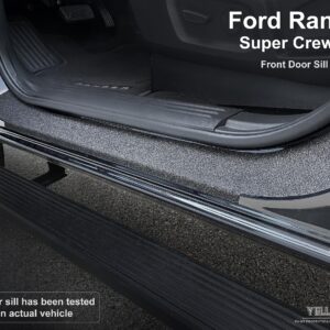 Custom Fit Door Sill Entry Protector Kit for Ford Ranger Super CrewCab, CrewCab - 2019 2020 2021 2022 - Edge Guard Cover Anti Scratch Paint Protection Threshold Scuff Shield (Full Set)