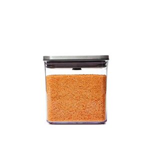 oxo steel pop container big short sqaure - 2.8 qt for cereal, grains and more grey