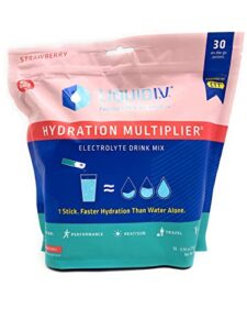 liquid i.v. hydration multiplier, electrolyte powder, easy open packets, supplement drink mix (strawberry 30 count)