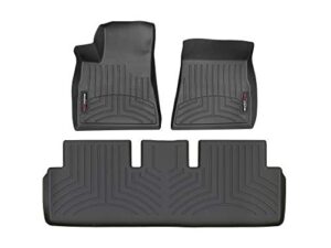 weathertech custom fit floorliners for tesla model 3-1st & 2nd row (441220-1-2), black